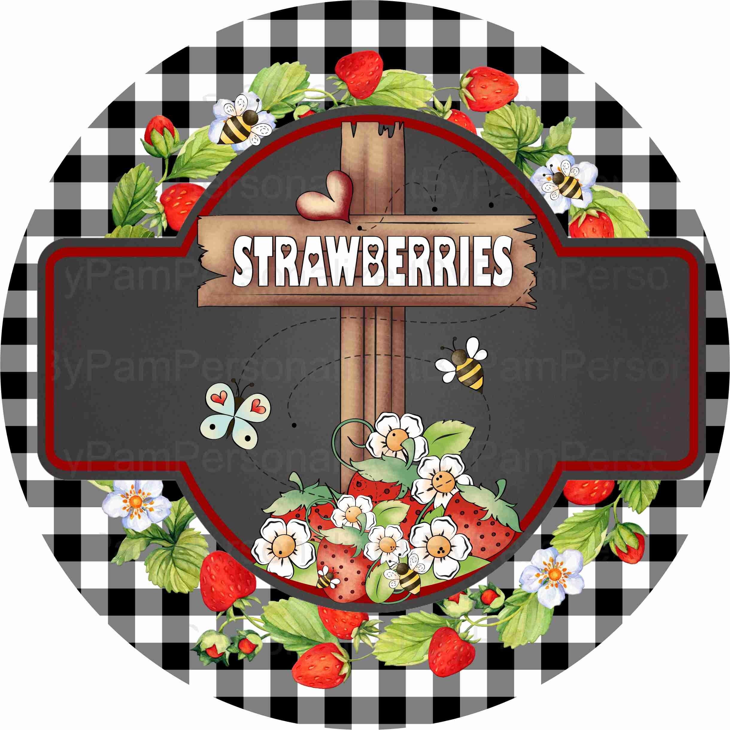 8 Round Strawberry Sign Wreath Signs Personalize it | Etsy