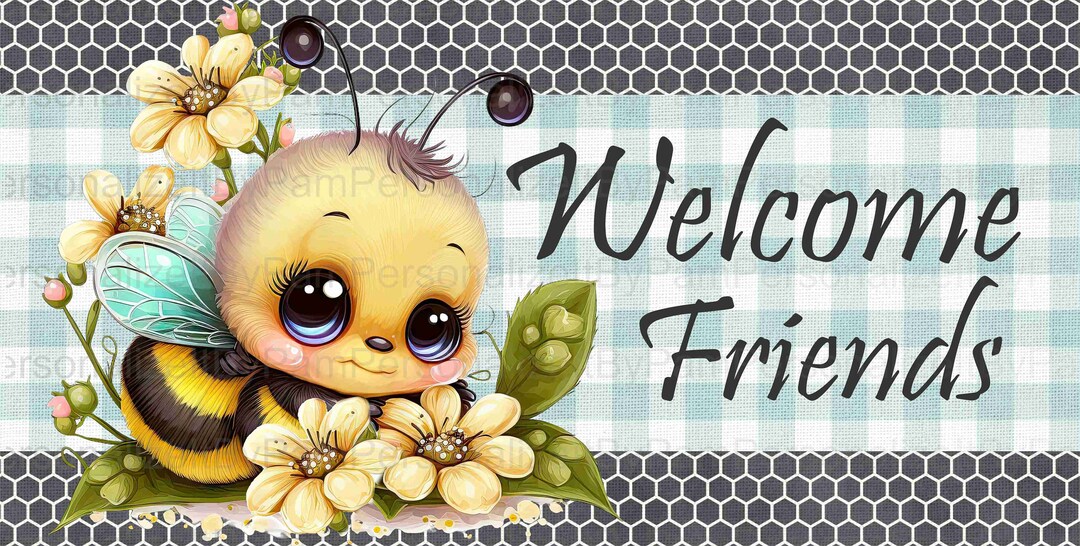 Summer Wreath Sign, Bee Wreath Sign, Welcome Friends Wreath Sign ...