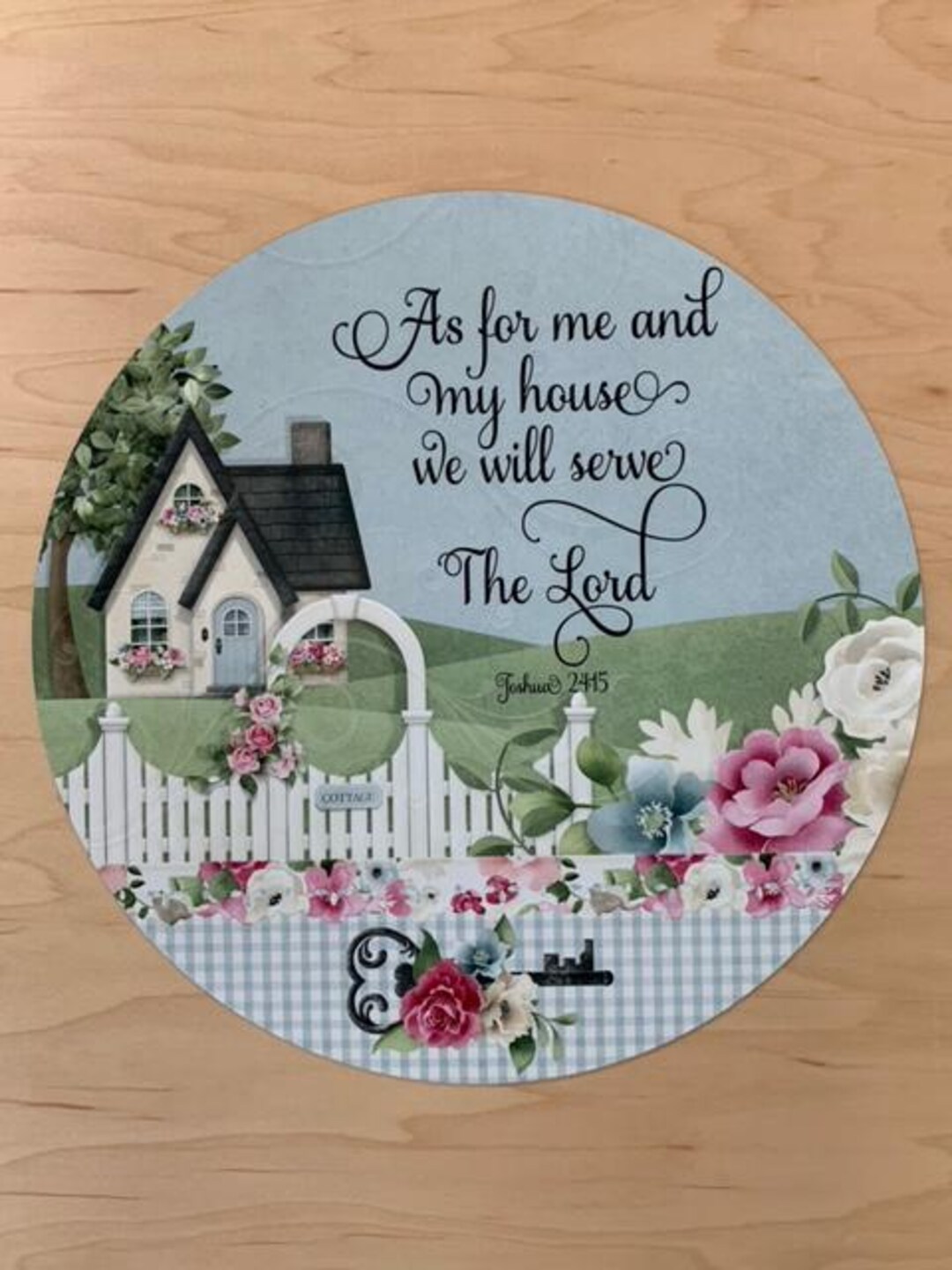 Round Scripture Wreath Sign, Wreath Signs, Floral Wreath Sign, as for ...