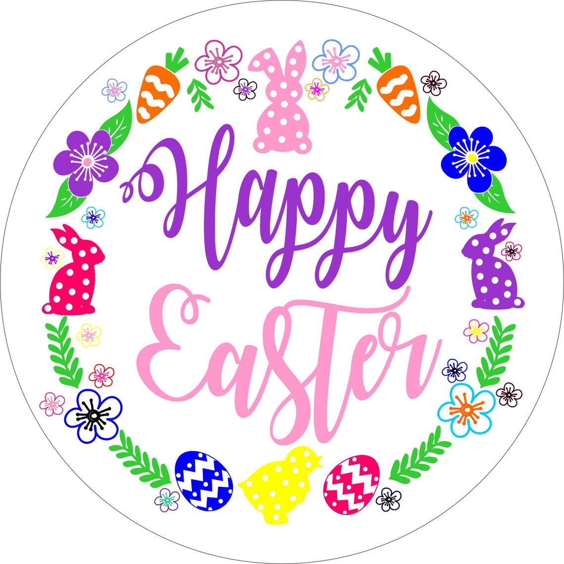 8" Round Easter Wreath Sign, Easter Sign, Aluminum Wreath Sign ...