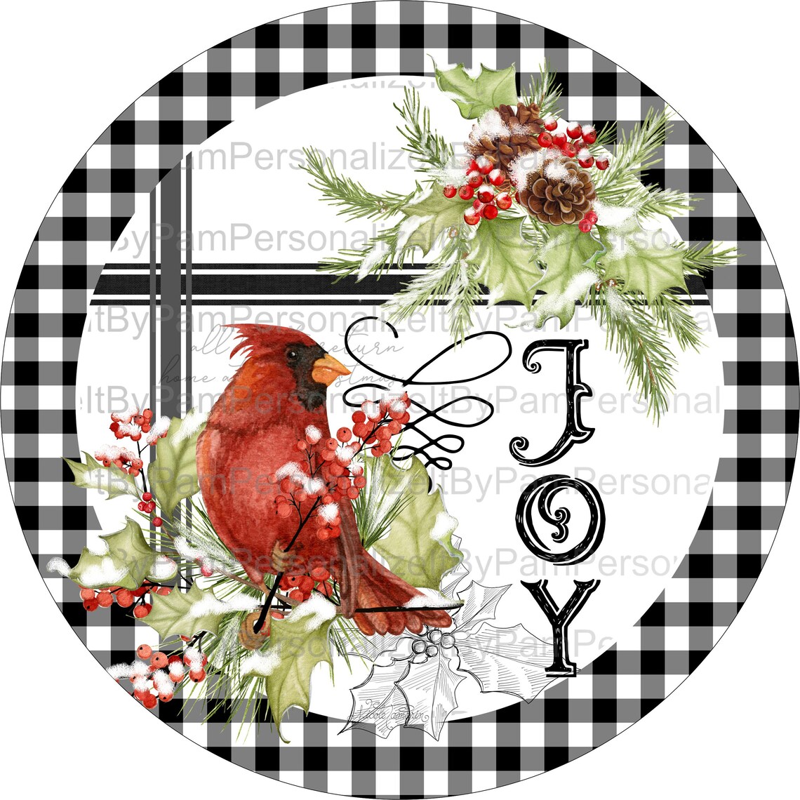 10 Round Cardinal Joy Wreath Sign Christmas Wreath | Etsy