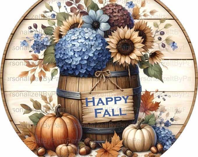 Round Fall Florals Wreath Sign, Fall Wreath Sign, Fall Florals ...