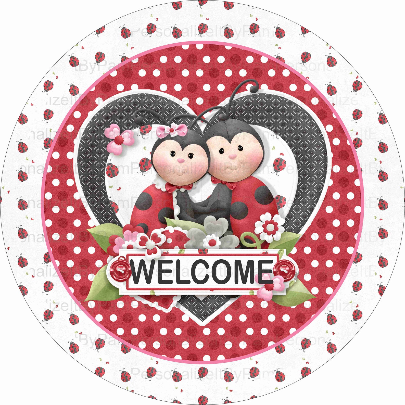 8 Round Ladybug Wreath Sign Ladybug Welcome Sign Signs - Etsy