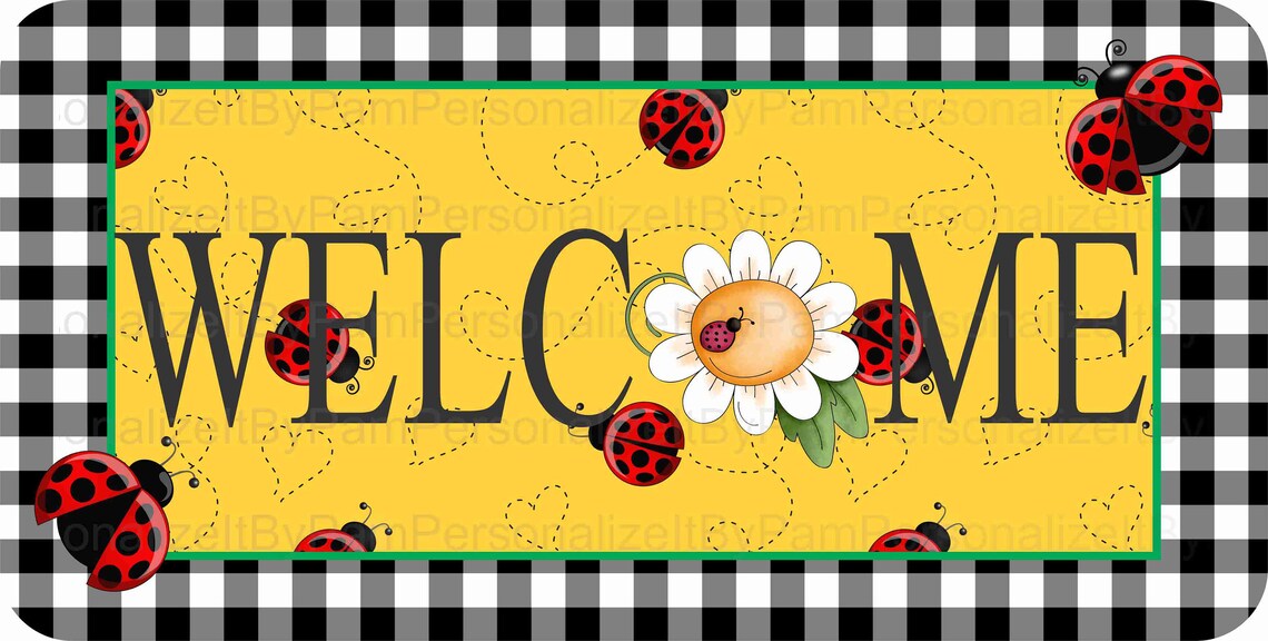 Welcome Wreath Sign Ladybug Themed Wreath Sign Personalize - Etsy