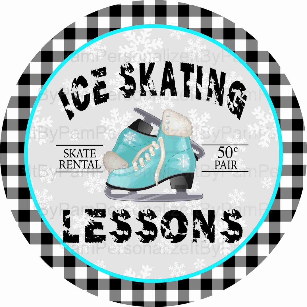 8 Round Winter Wreath Sign, Ice Skating Lessons Wreath Sign ...