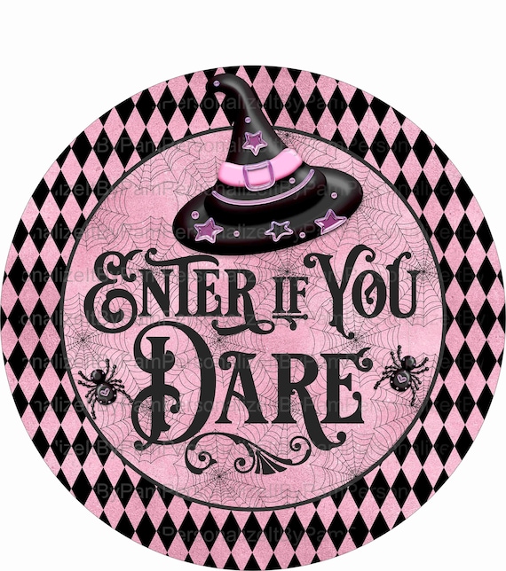 Round Halloween Wreath Sign Halloween Sign Halloween Enter - Etsy