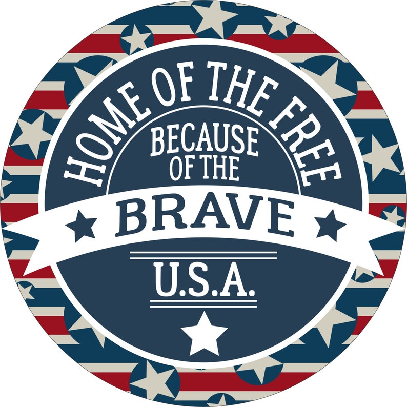 8" Round Patriotic Wreath Sign - Etsy
