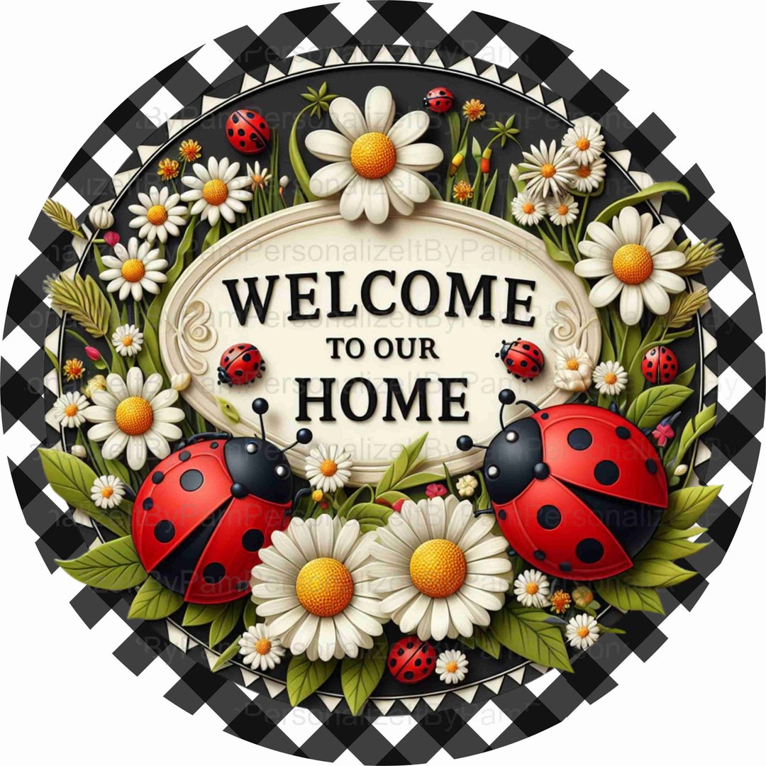 Round Lady Bug Wreath Sign, Wreath Signs, Personalize It by Pam, Signs ...