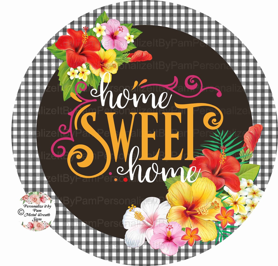 Round Home Sweet Home Wreath Sign, Floral Wreath Sign, Personalize It ...