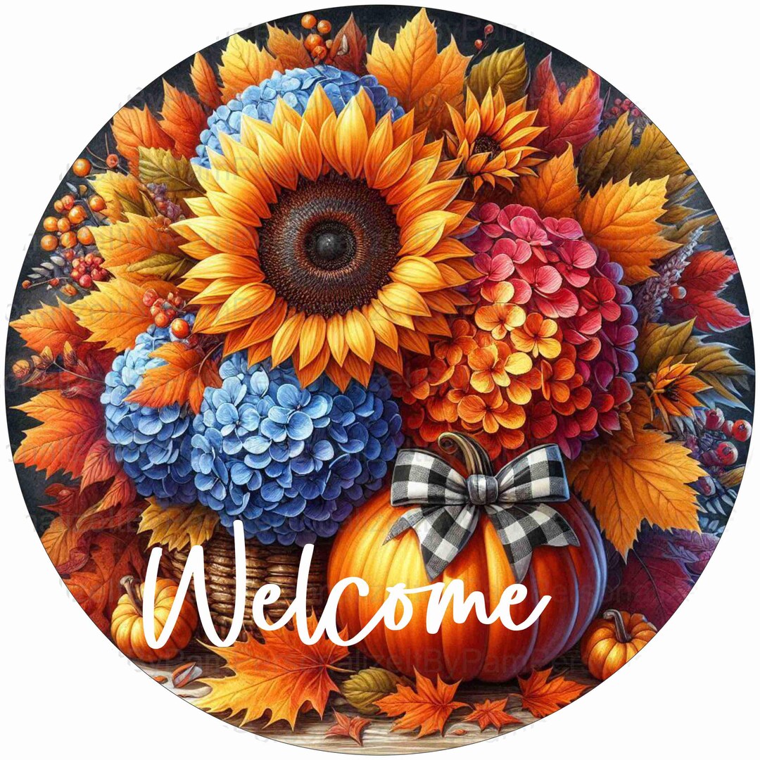 Round Fall Floral Wreath Sign, Fall Wreath Signs, Personalize It by Pam ...