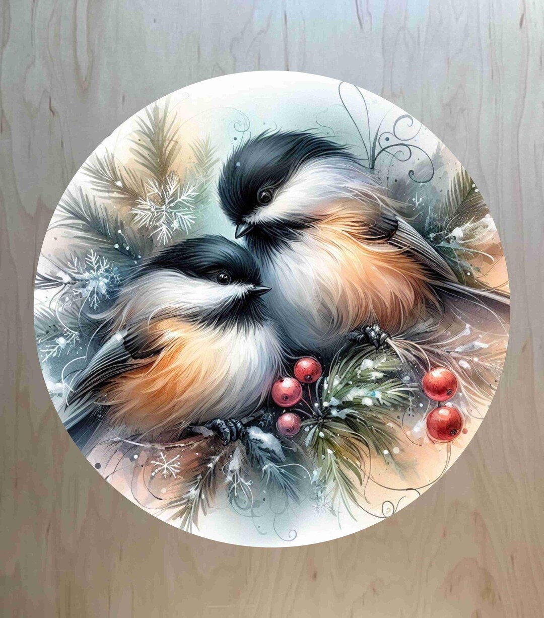 Round Winter Wreath Sign, Winter Chickadee Wreath Sign,personalize It ...