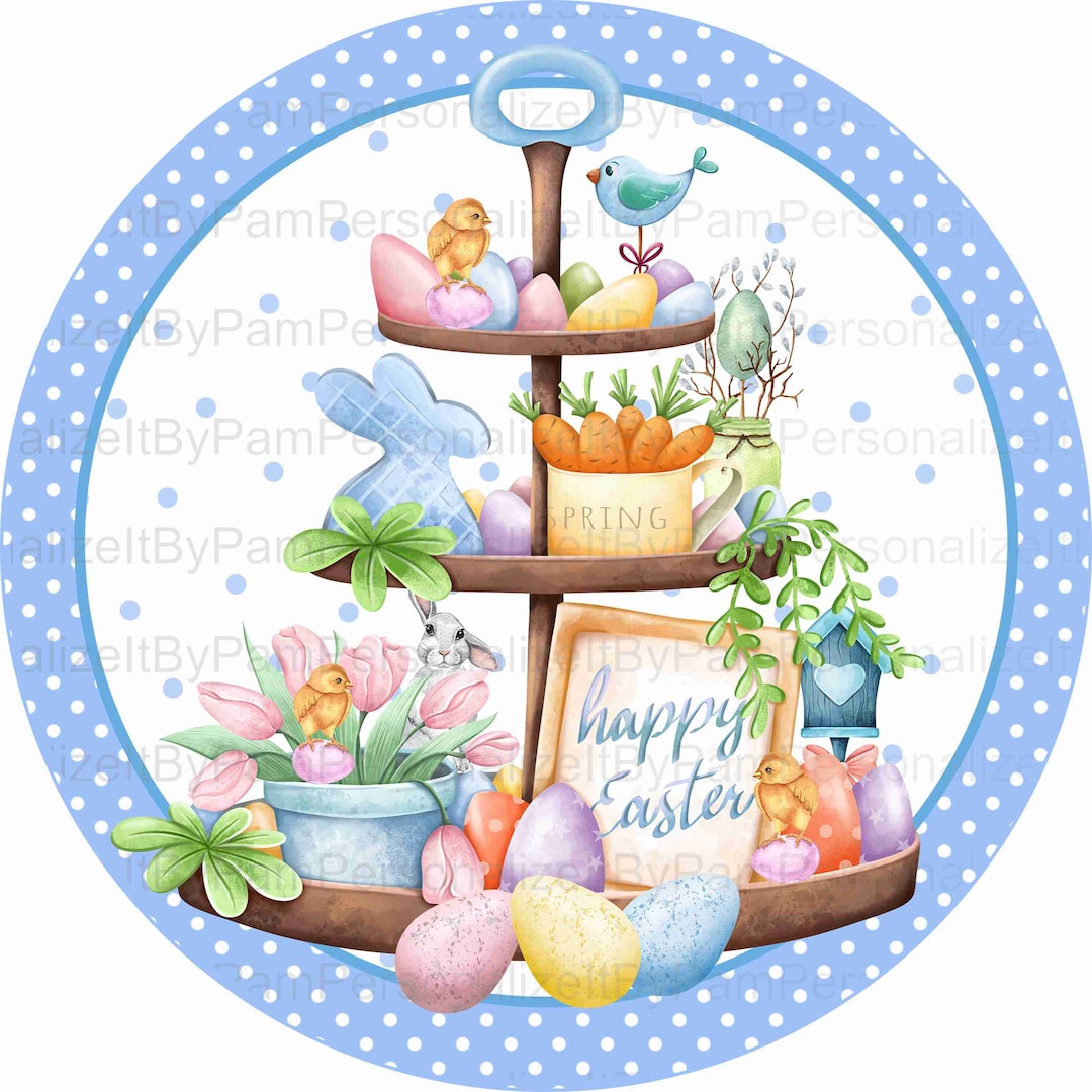 Round Easter Wreath Sign, Welcome Spring Wreath Sign, Personalize It by ...