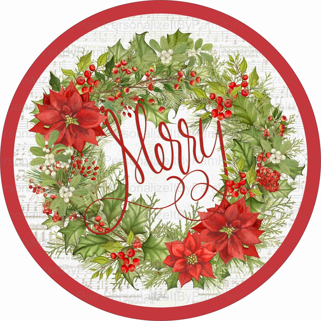 Round Christmas Wreath Sign, Christmas Wreath Signs,personalize It by ...
