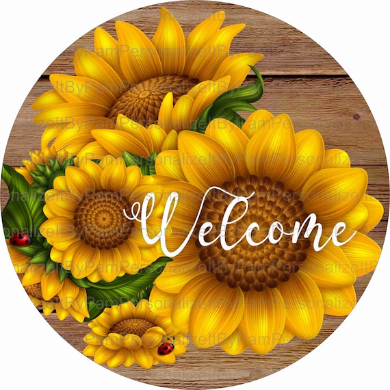 10 Round Sunflower Welcome Sign Personalize It by Pam - Etsy