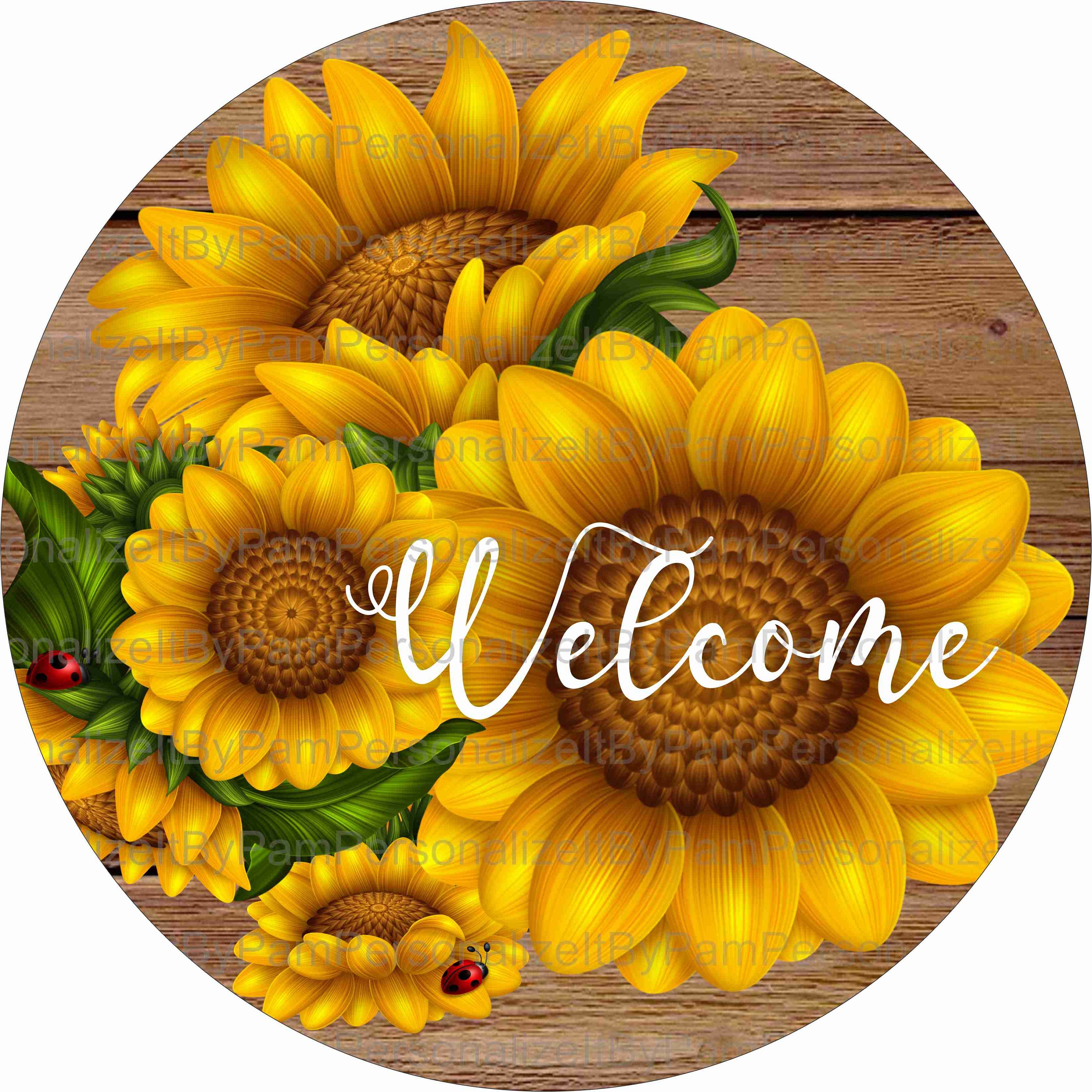 11.75 Round Sunflower Welcome Sign Personalize It by - Etsy