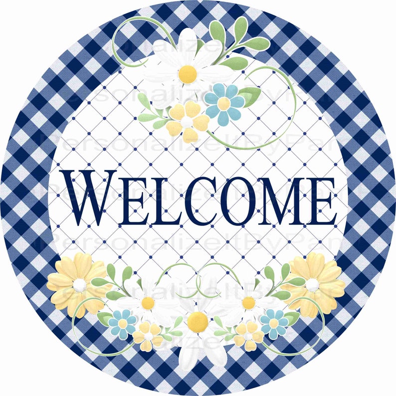 8 Round Daisy Welcome Wreath Sign Daisy Wreath Sign | Etsy