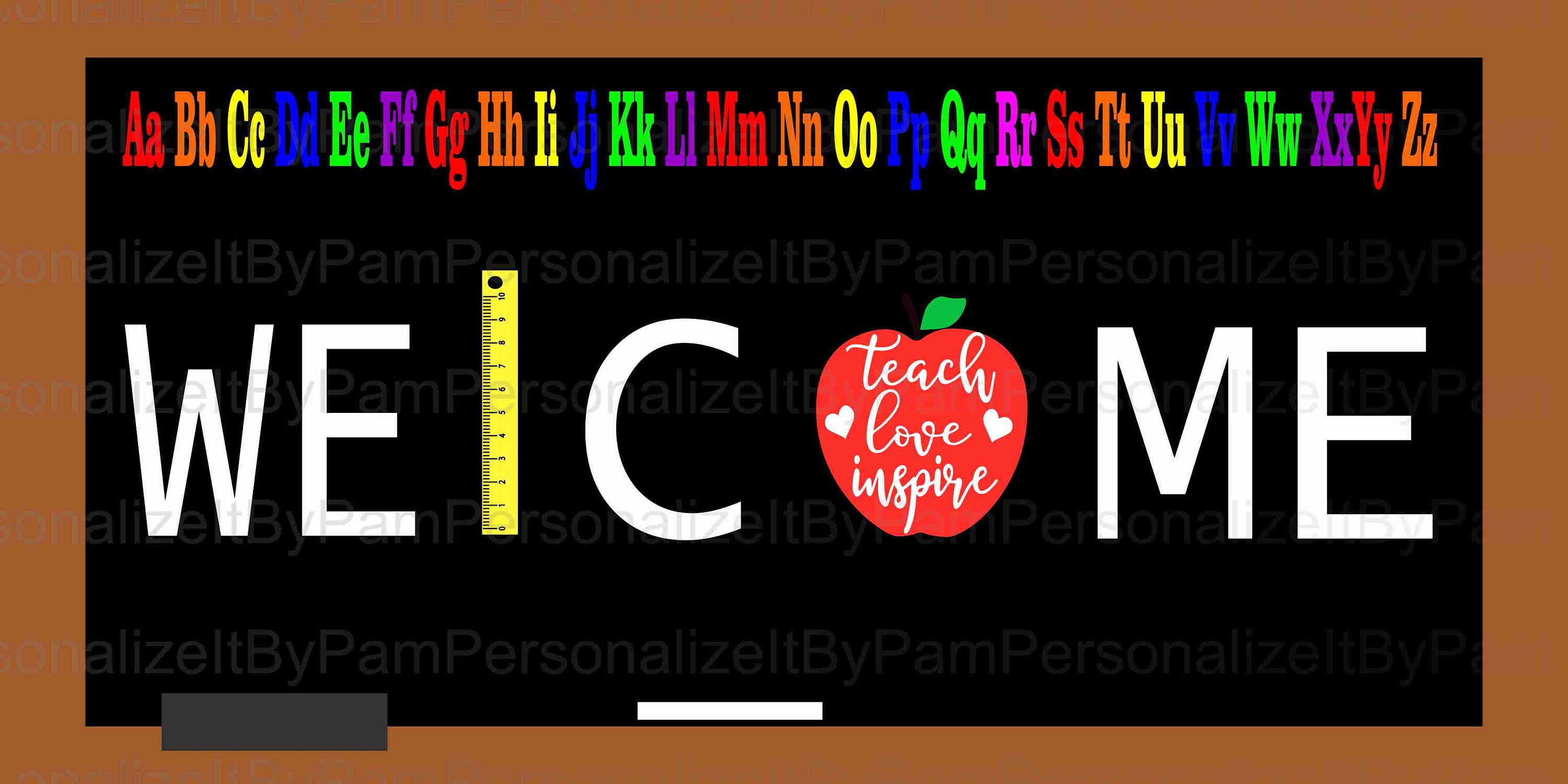 Teacher Sign, Welcome Teacher Sign, Teacher Wreath, Personalize It by ...