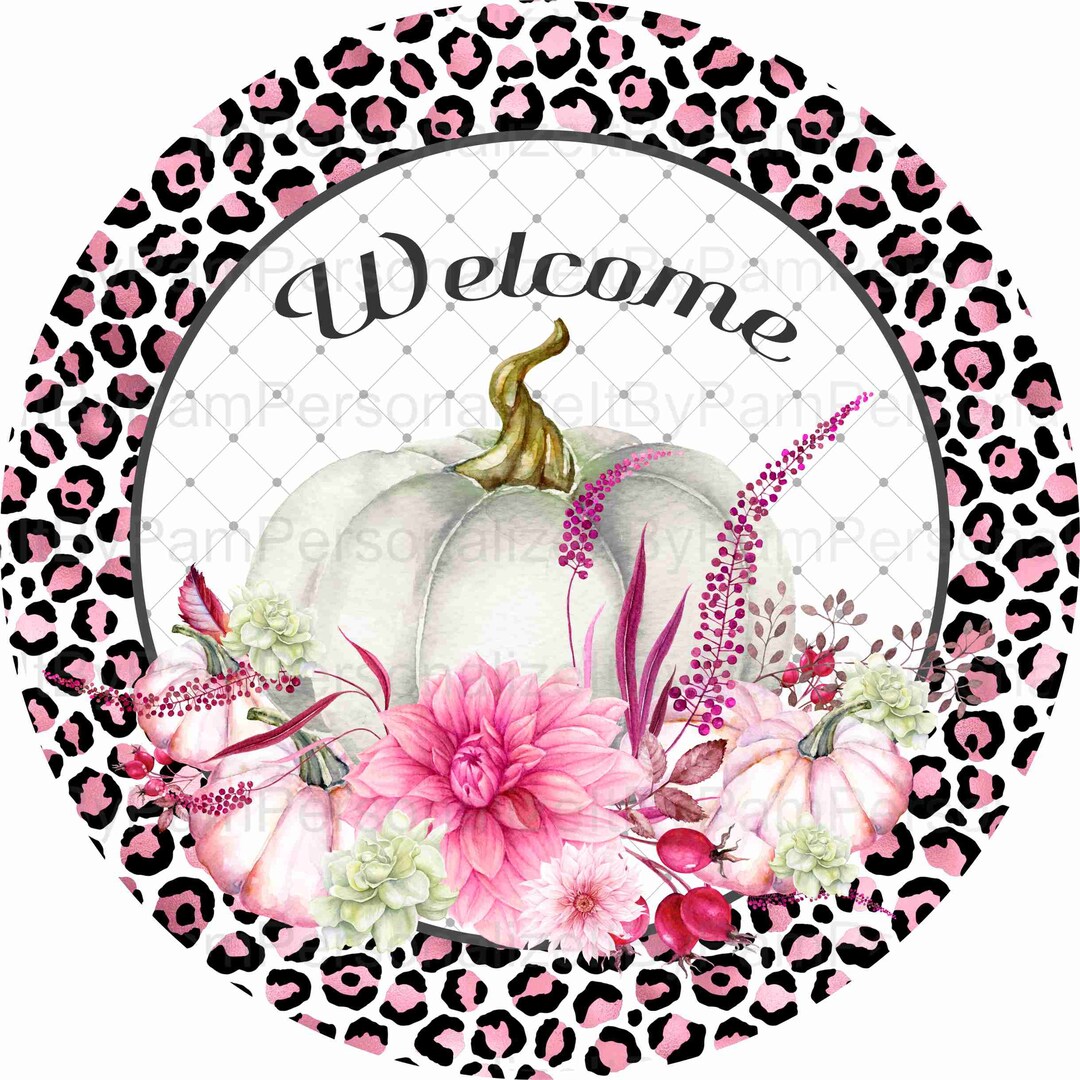 11.75" Round Fall Wreath Sign, Fall Wreath Signs, Pink Pumpkins ...