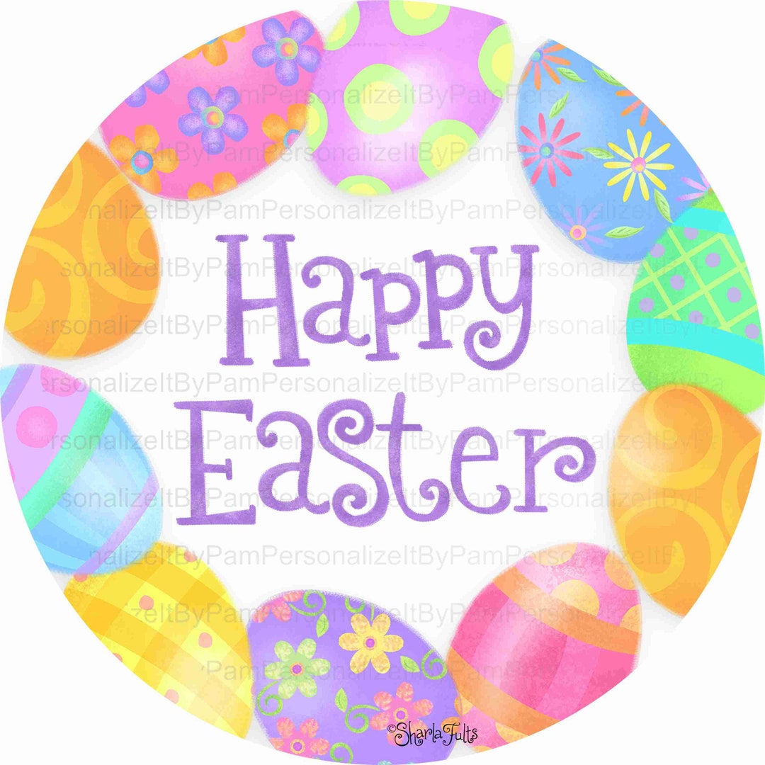 11.75" Round Easter Egg Wreath Sign, Personalize It by Pam, Signs for ...