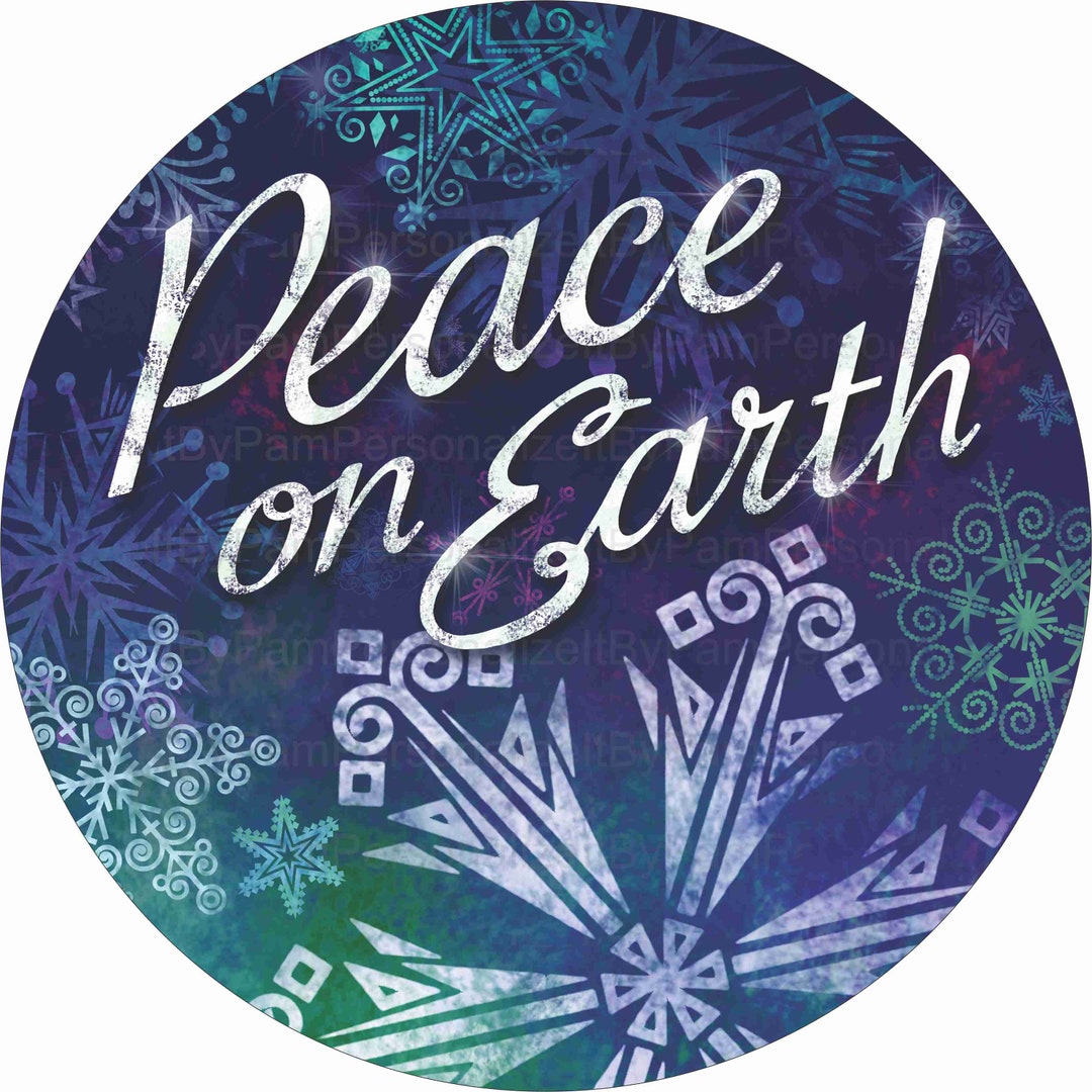 Round Peace on Earth Wreath Sign Christmas Wreath Sign - Etsy