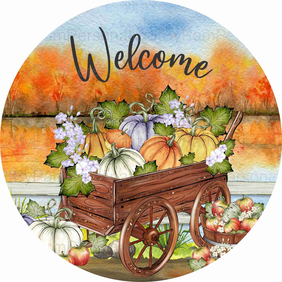 Round Fall Wreath Sign, Fall Wreath Sign, Personalize It by Pam, Signs ...