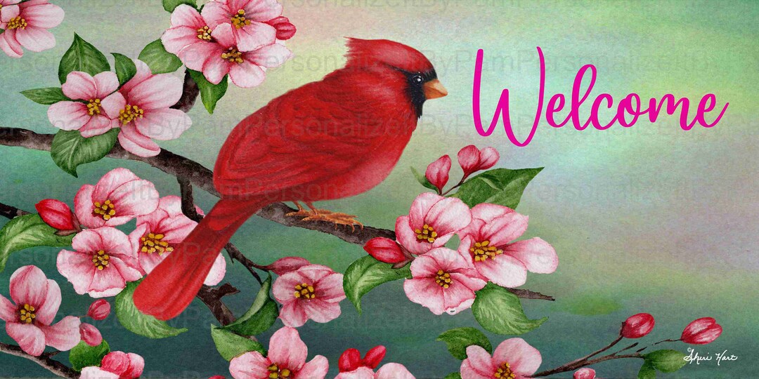 12 X 6 Welcome Cardinal Wreath Sign, Cardinal Wreath Sign, Summer ...