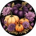 Round Fall Wreath Sign, Fall Wreath Sign, Purple and Orange Pumpkins ...