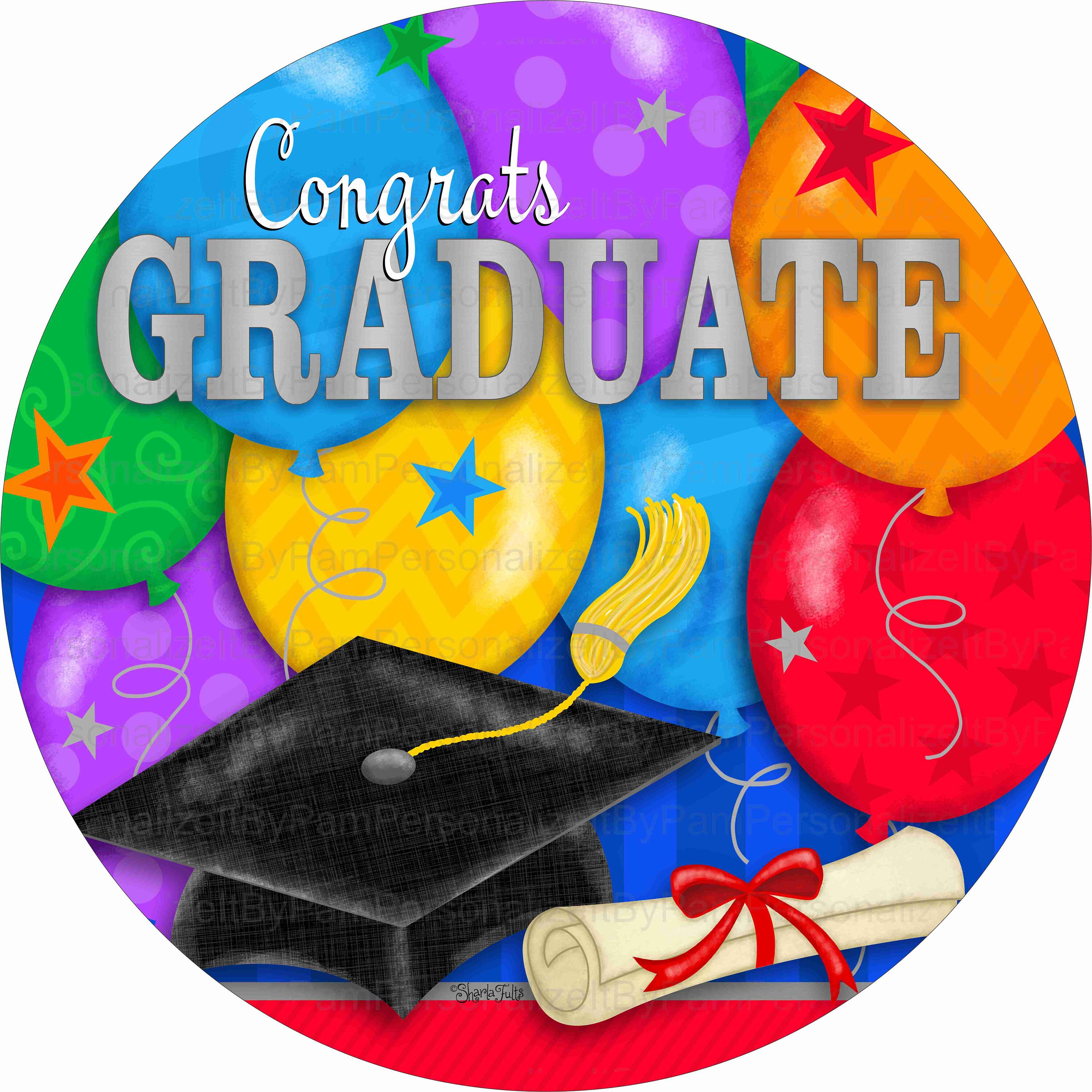 11.75 Round Graduation Wreath Sign, Personalize It by Pam, Signs for ...