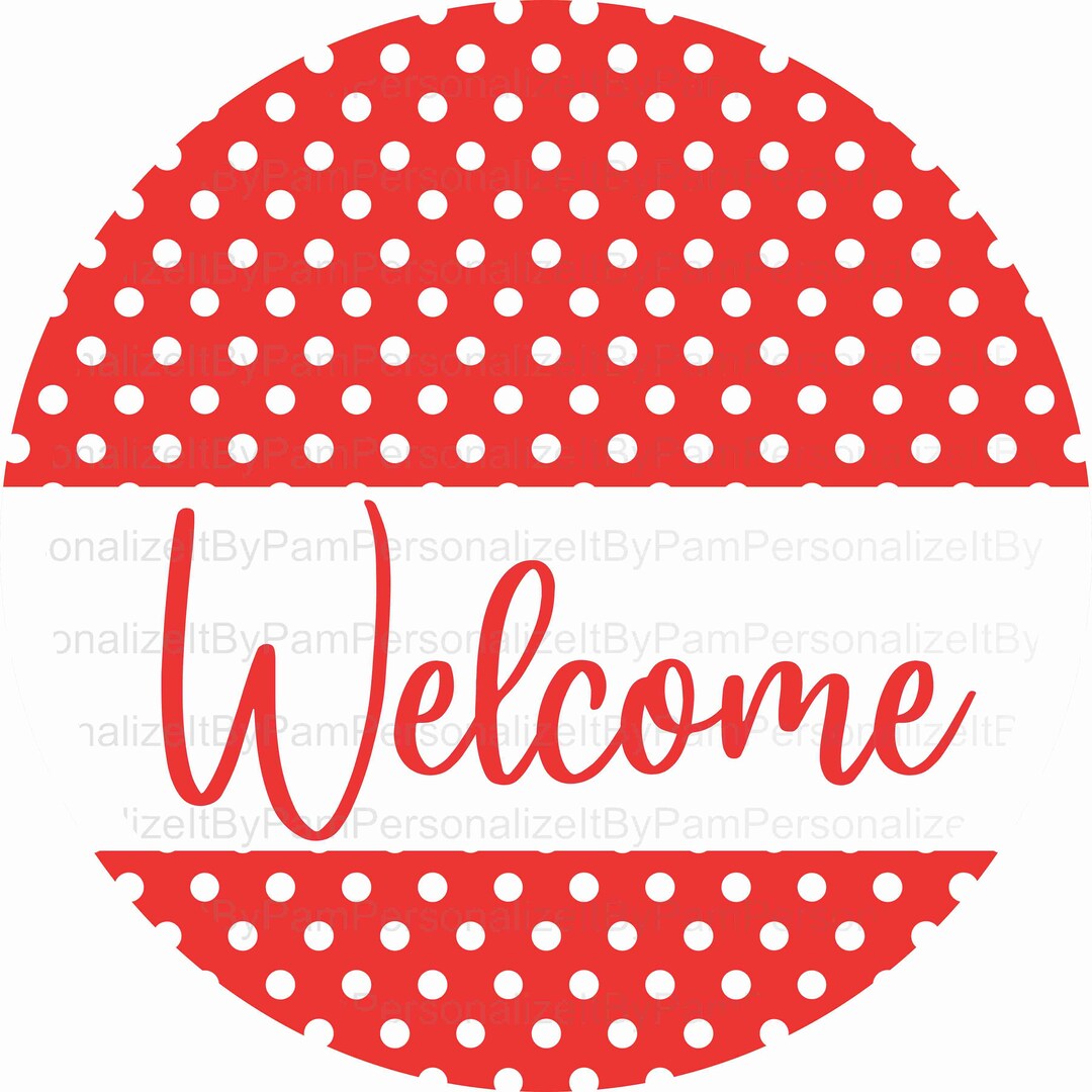 11.75" Round Polka Dot Welcome Wreath Sign, Welcome Wreath Sign ...