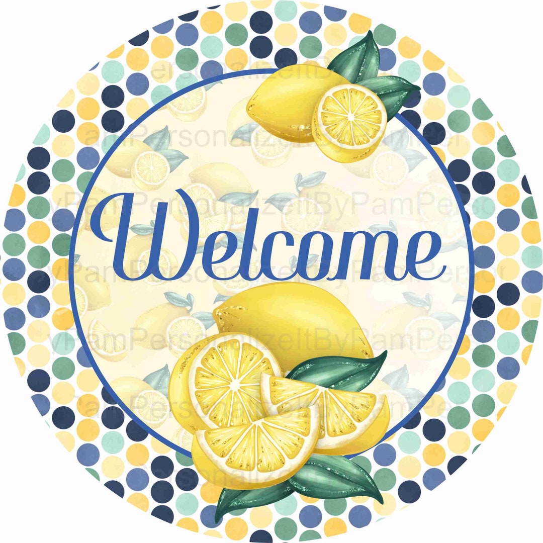 8 Round Lemon Wreath Sign, Summer Wreath Sign, Personalize It by Pam ...