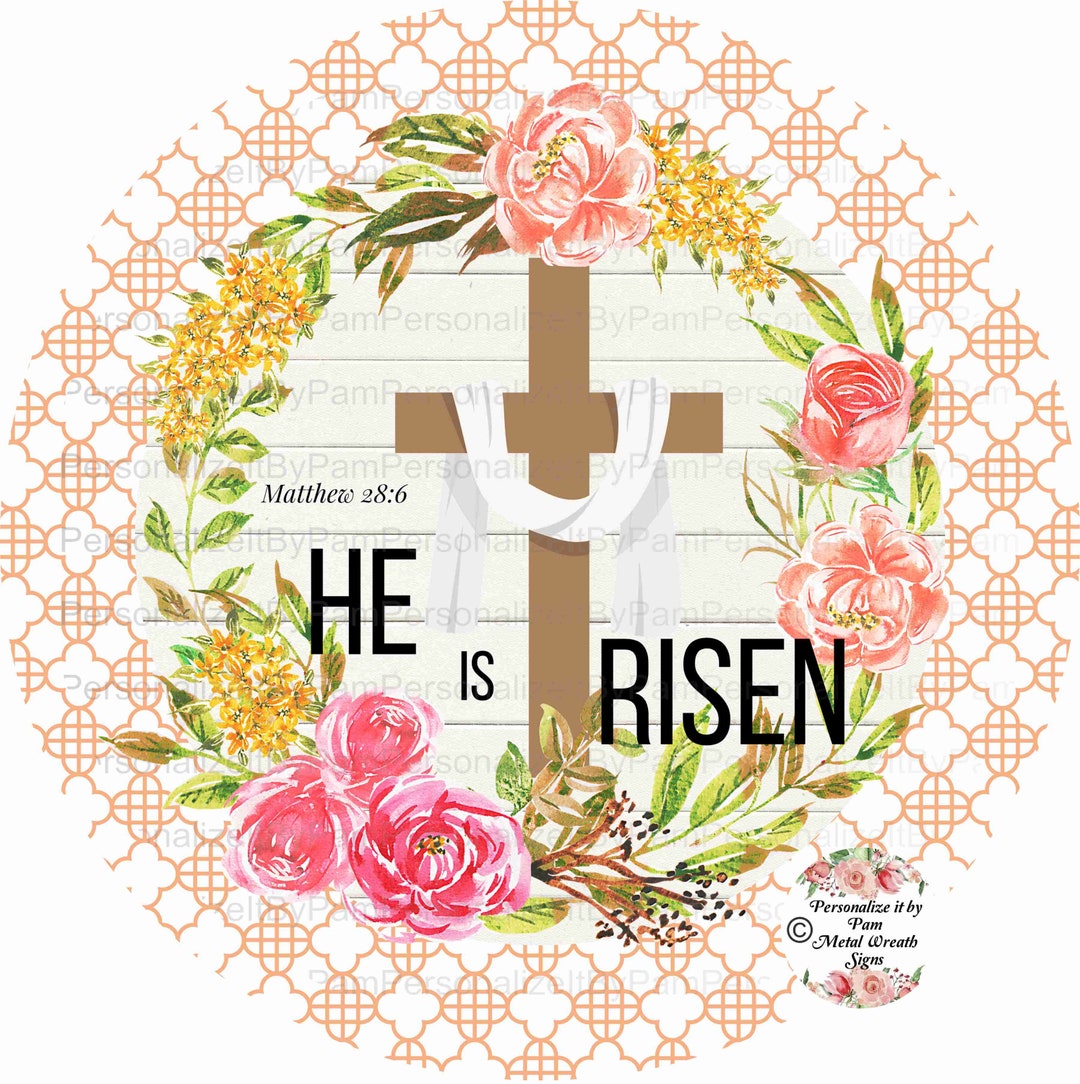 Round He is Risen Wreath Sign, Easter Wreath Sign, Wreath Sign ...