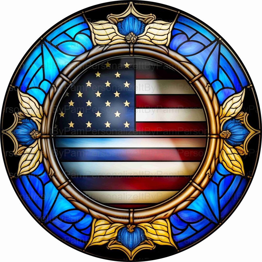 Round Welcome Wreath Sign, Patriotic Wreath Sign Personalize It by Pam ...