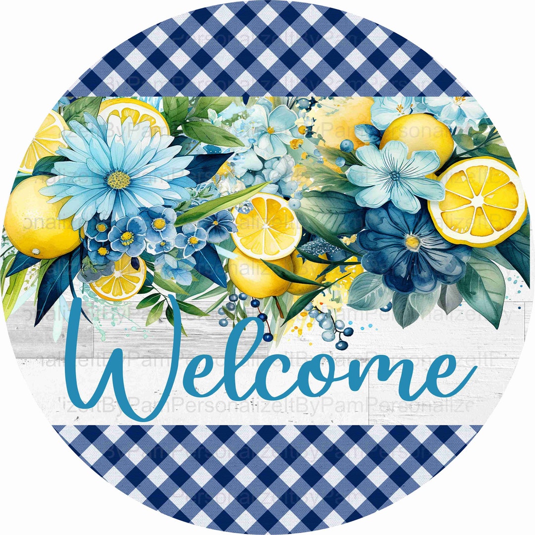 Round Lemon Treats Wreath Sign, Summer Wreath Sign, Personalize It by ...