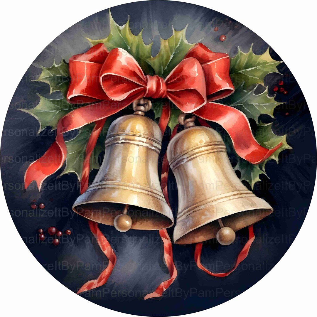 Round Christmas Bells Welcome Wreath Sign, Farmhouse Christmas Wreath ...