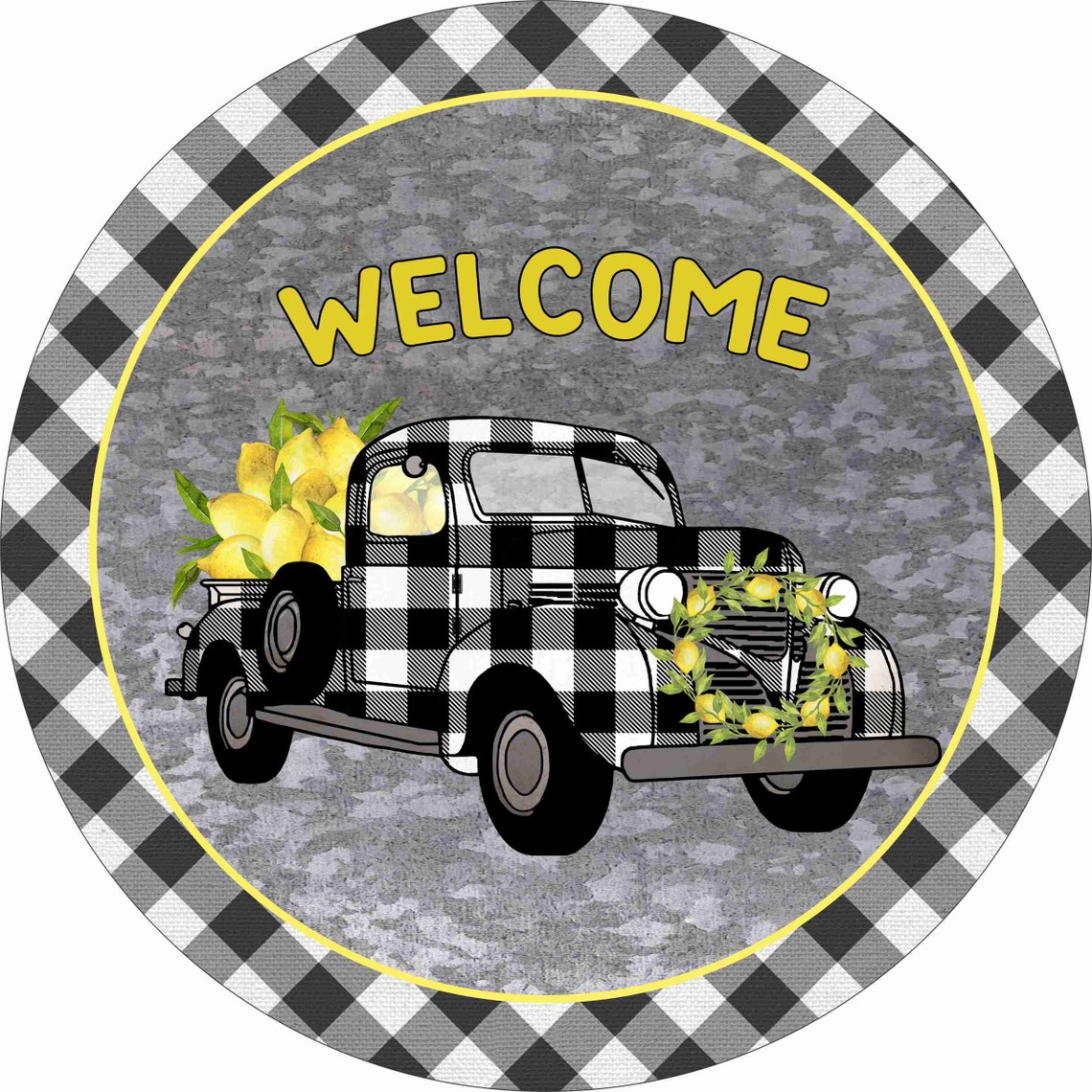 11.75 Round Summer Wreath Sign Lemon Wreath Sign Lemon - Etsy