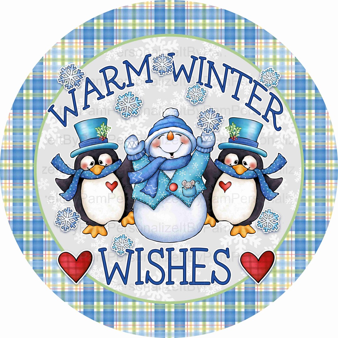 10" Round Warm Winter Wishes Wreath Sign, Winter Wreath Sign, Silver ...