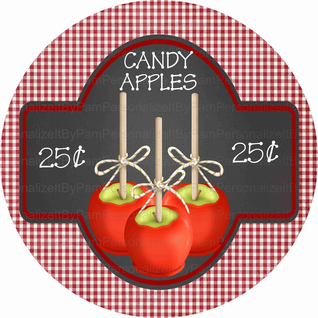 Round Fall Candy Apple Wreath Sign, Fall Wreath Signs, Personalize It ...