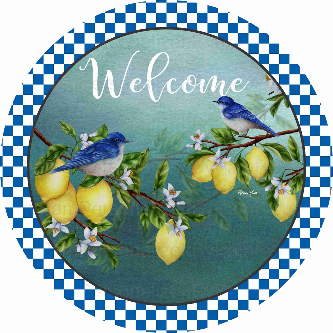 8 Round Lemon Wreath Sign Summer Wreath Sign - Etsy