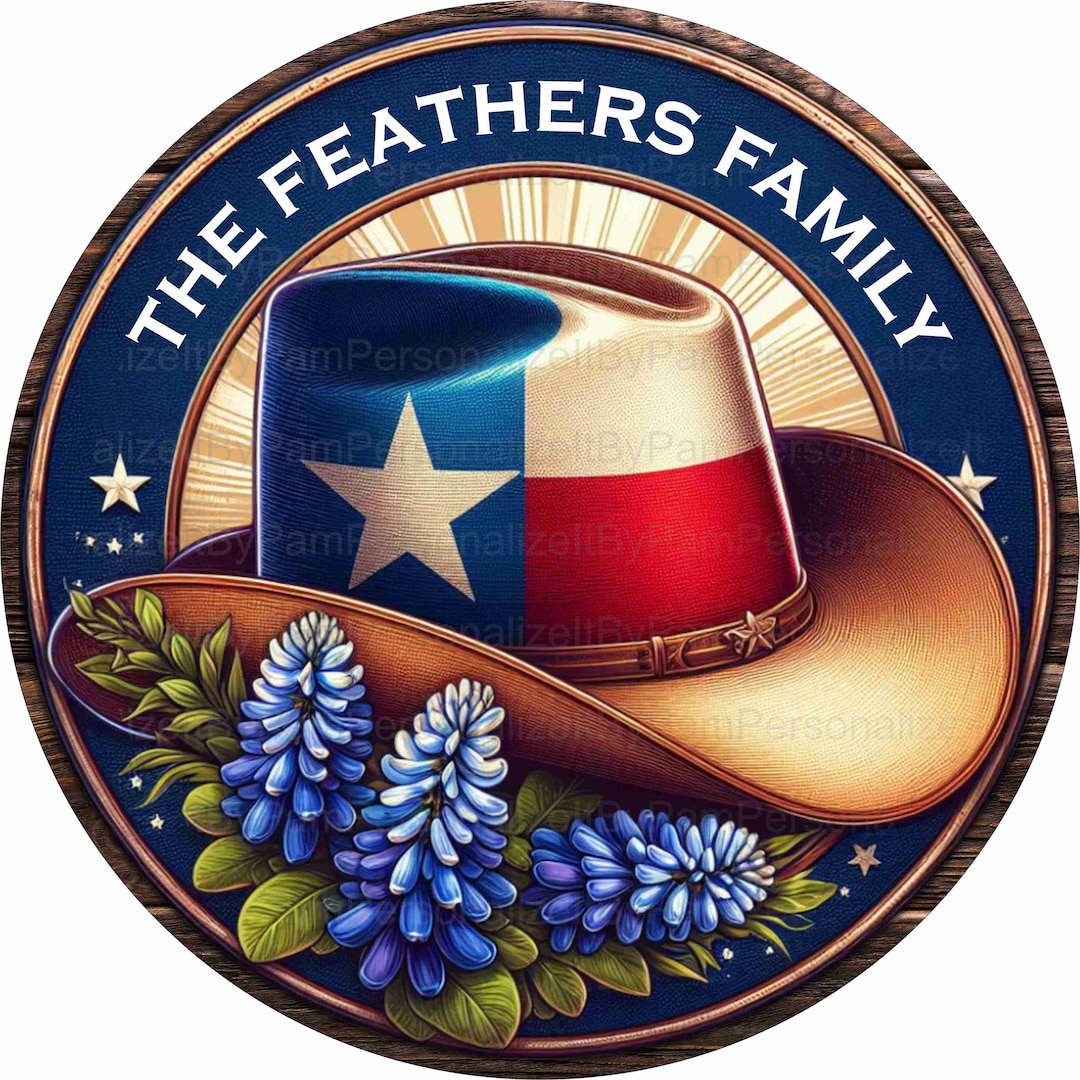 Round Blue Bonnets Custom Wreath Sign, Texas Wreath Sign, Personalize ...