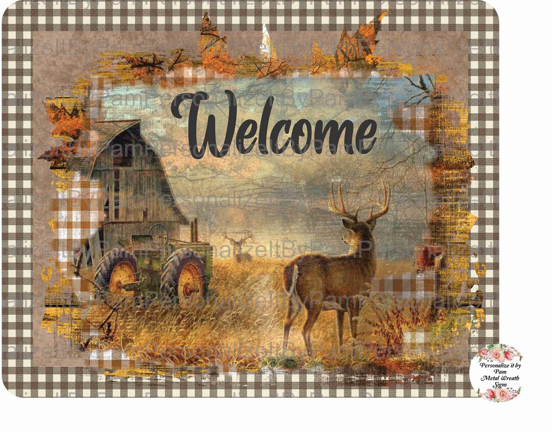 Fall Wreath Sign, Deer Wreath Sign, Farm Wreath Sign ...