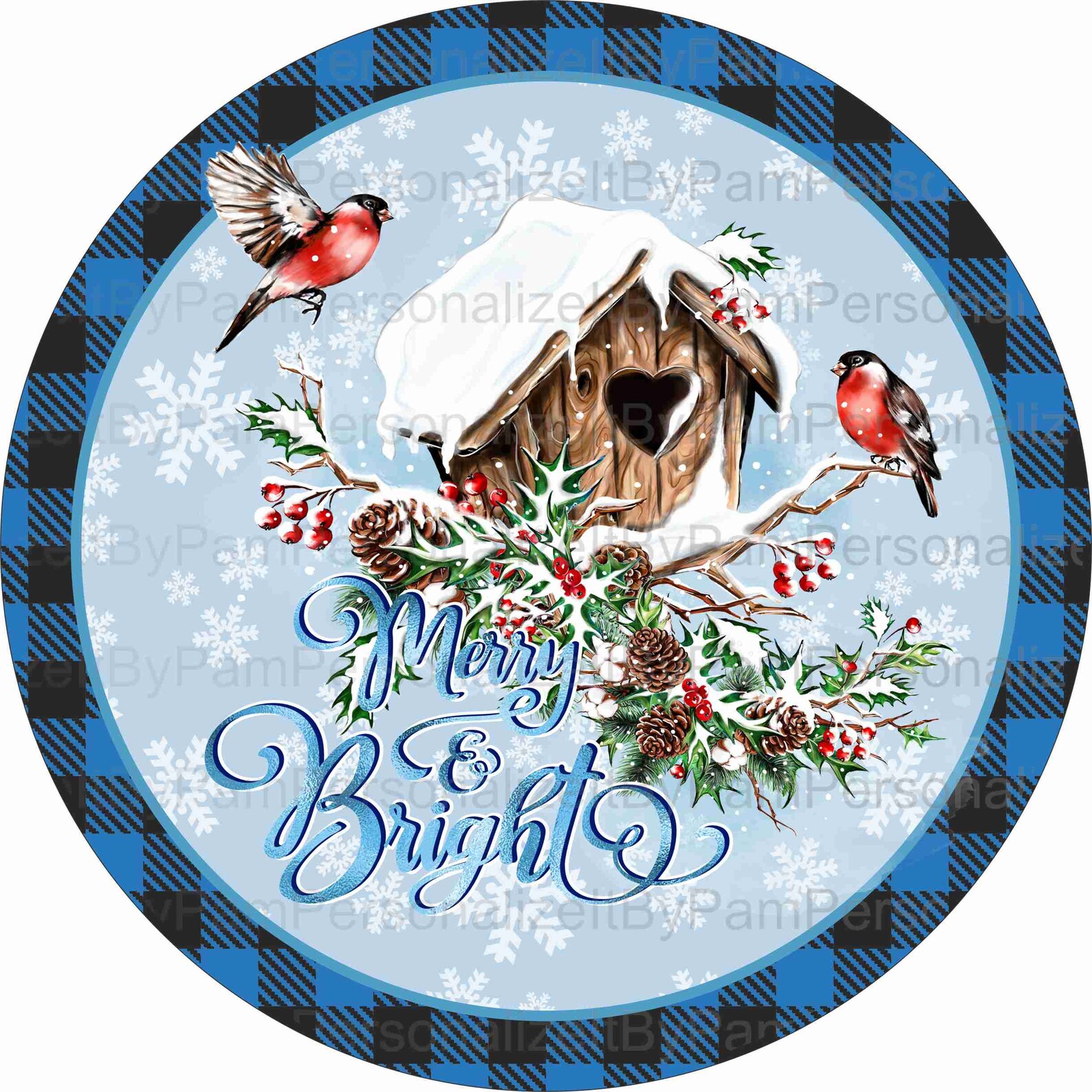 10 Round Winter Wreath Sign, Wreath Signs, Personalize It by Pam, Signs ...