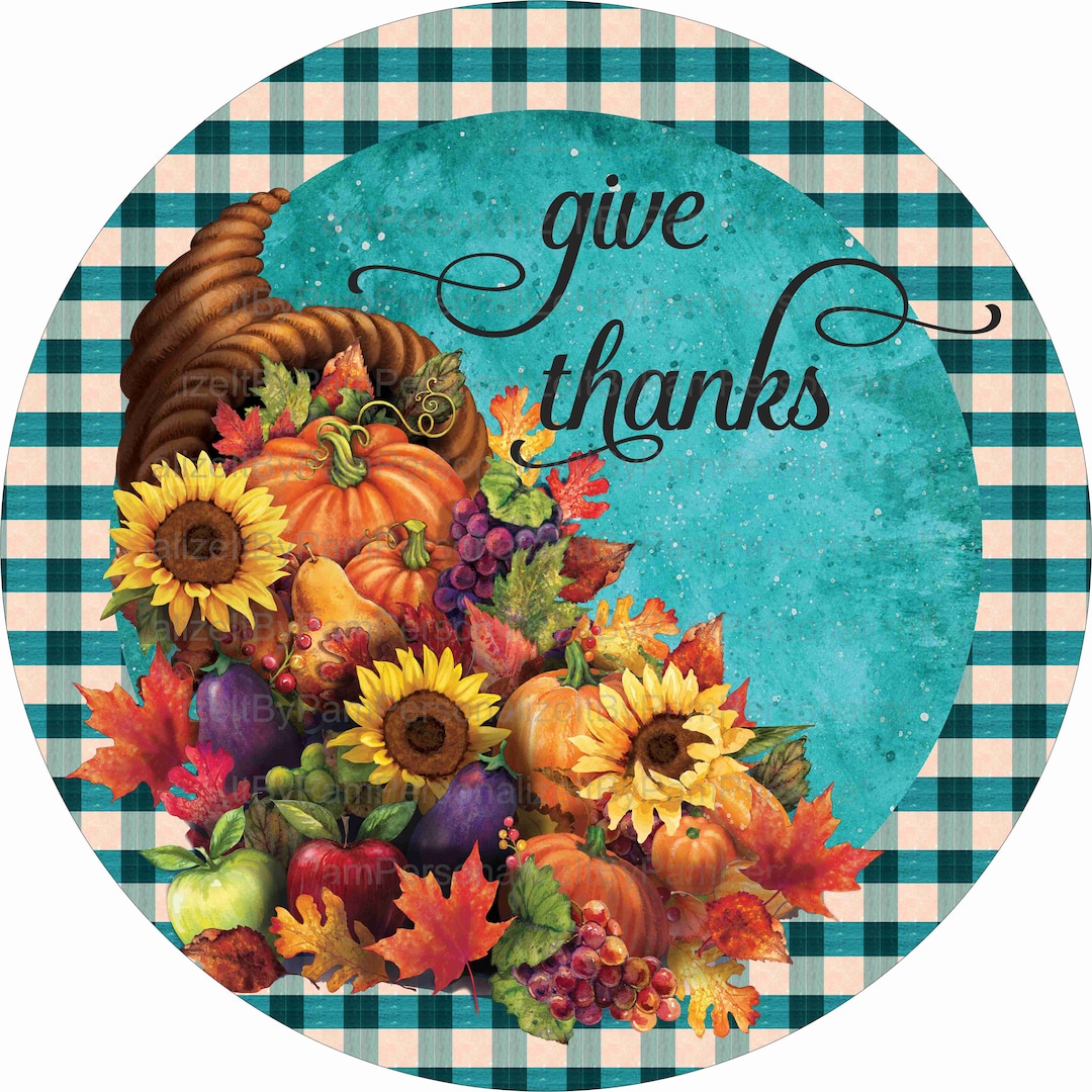 11.75" Round Give Thanks Wreath Sign, Fall Wreath Signs, Personalize It ...