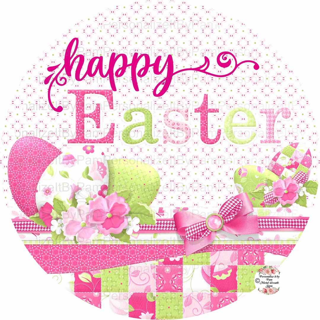 Round Easter Wreath Sign, Happy Easter Wreath Sign, Signs for Wreaths ...