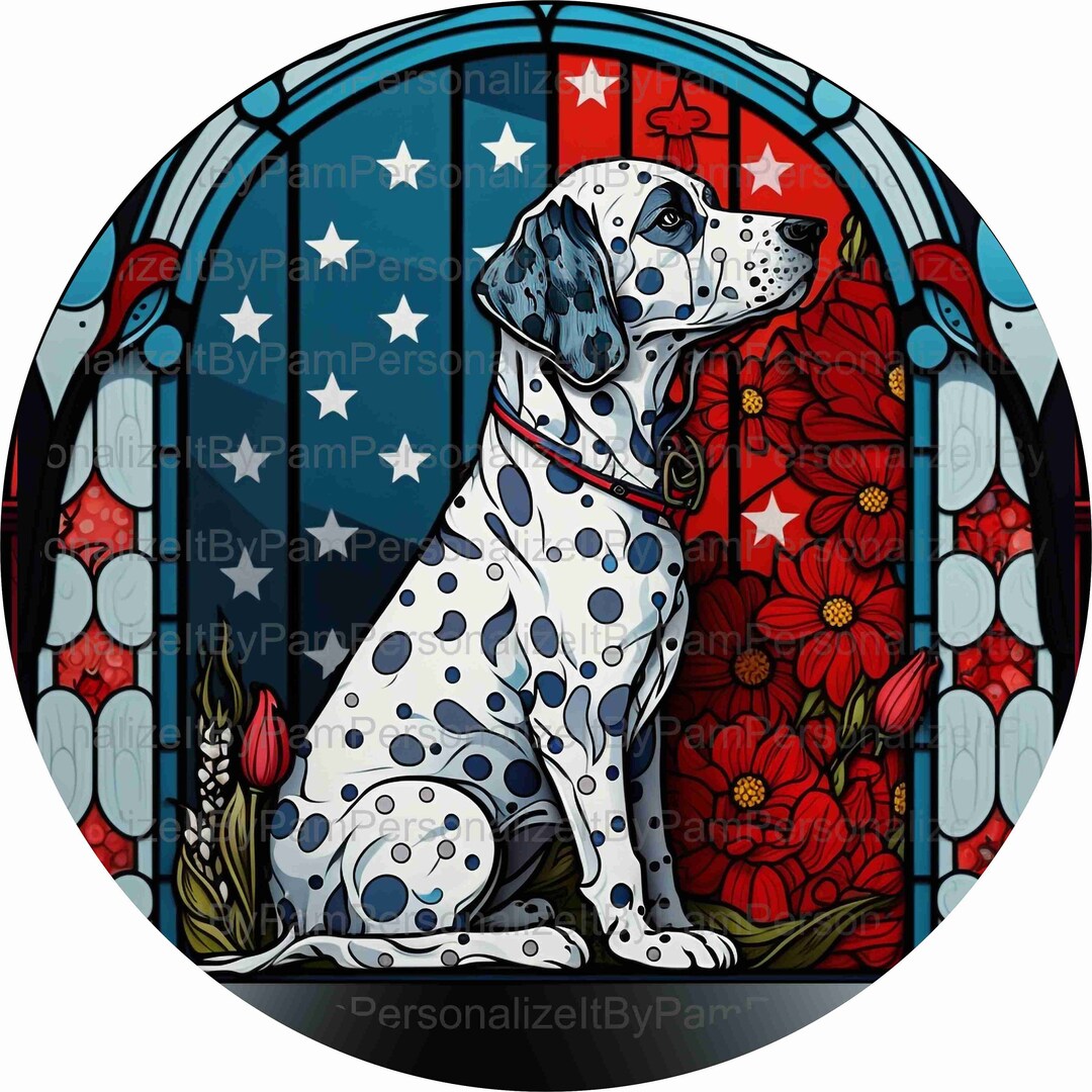 Faux Stained Dalmatian Wreath Sign, Metal Wreath Sign, Dog Wreath Sign ...