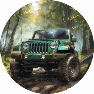 Round Jeep Sign, Metal Wreath Sign, Personalize It by Pam, Door Decor ...