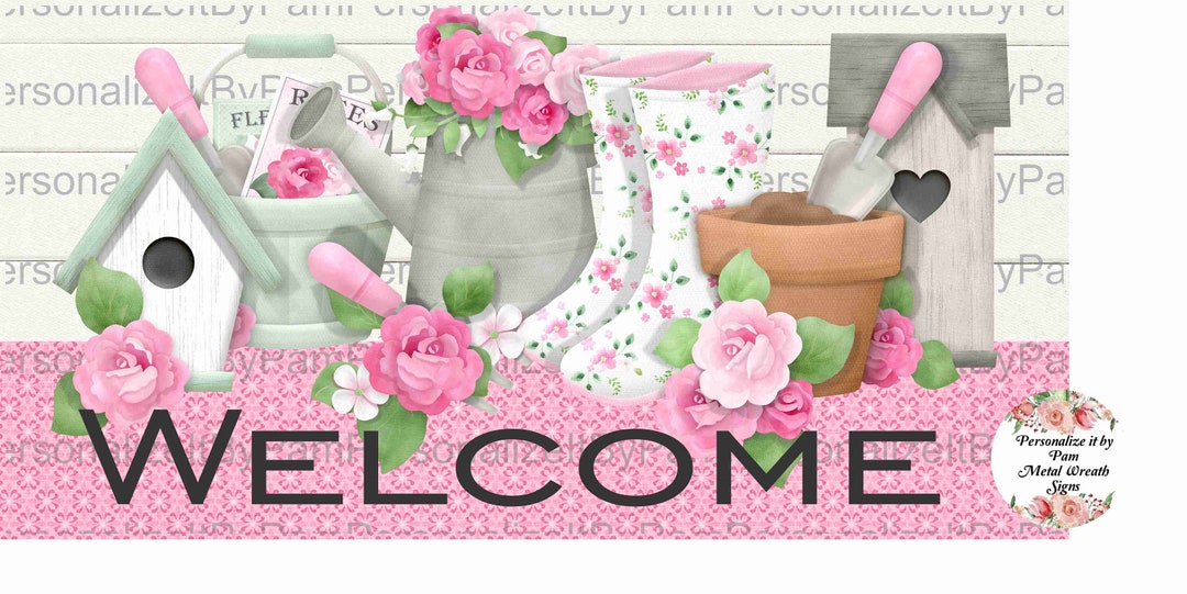 Welcome Wreath Sign, Welcome Floral Wreath Sign, Floral Wreath Sign ...