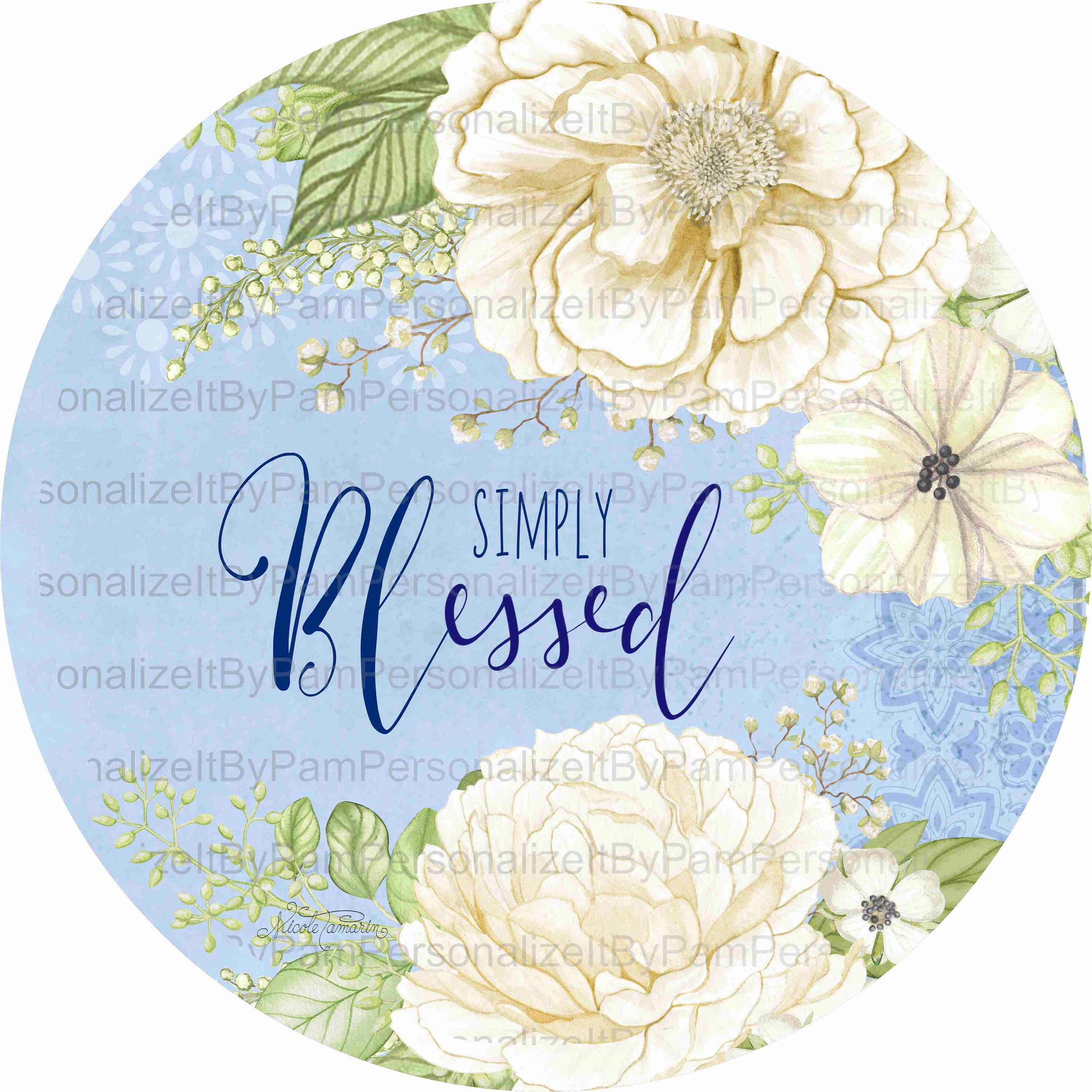 10 Round Inspirational Wreath Sign, Floral Wreath Sign ,personalize It ...