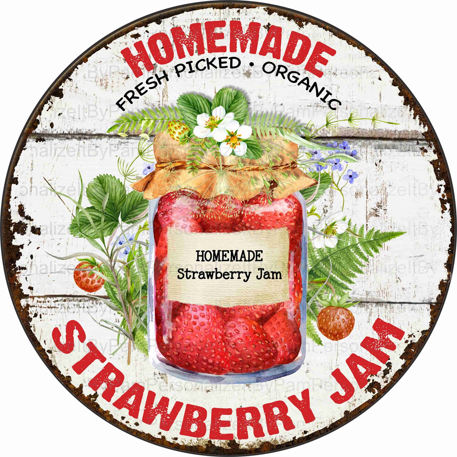 11.75 Strawberry Jam Wreath Sign Metal Wreath Sign - Etsy