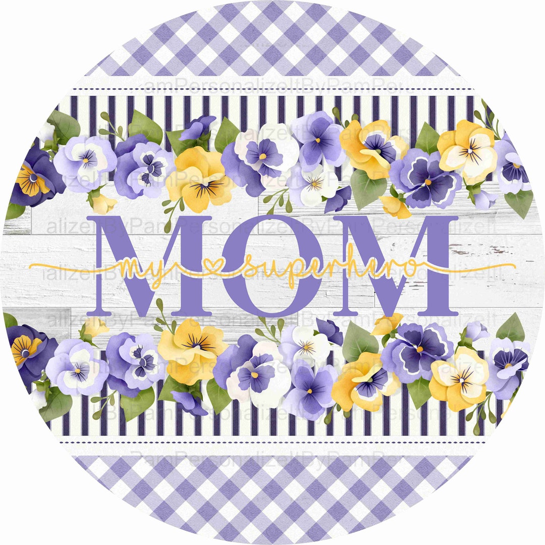 Round Mother's Day Pansy Wreath Sign, Signs for Wreaths, Personalize It ...