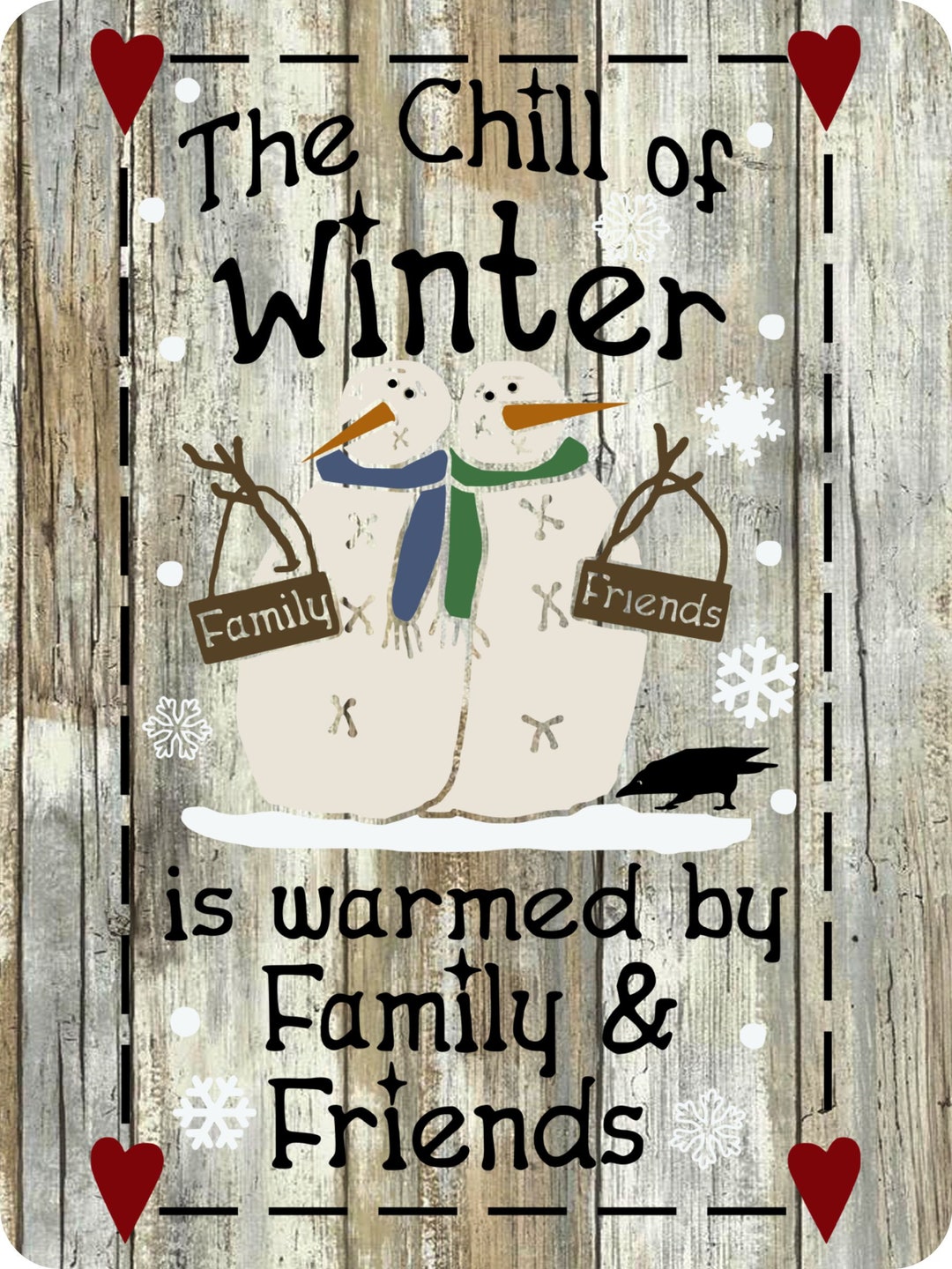 6" X 8" Primitive Winter Wreath Sign - Etsy